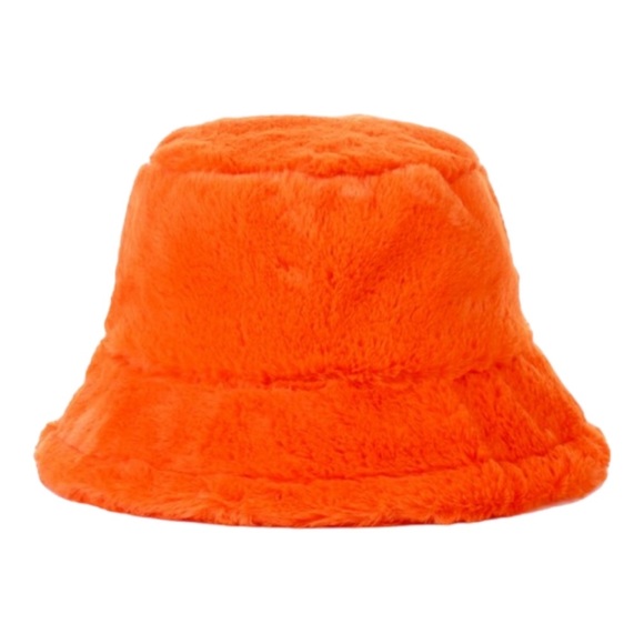Accessories | Nwot Fuzzy Wuzzy Faux Fur Bucket Hat In Orange | Poshmark